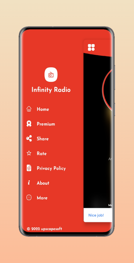 Infinity Radio - Single Station Radio App | ADMOB, ONESIGNAL, FIREBASE by upscapesoft